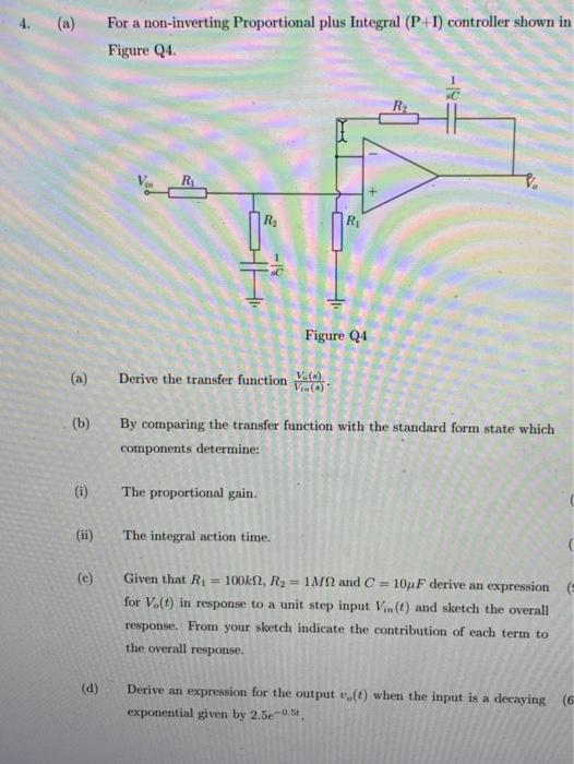 Solved (a) For a non-inverting Proportional plus Integral | Chegg.com