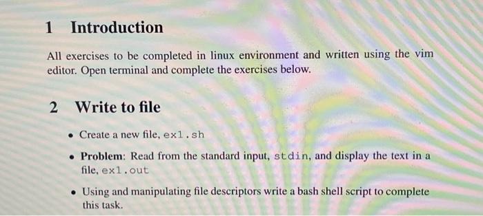 Solved 1 Introduction All Exercises To Be Completed In Linux 