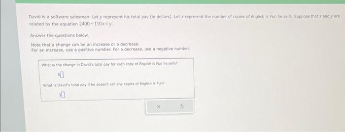 Solved David is a software salesman what y represent his | Chegg.com
