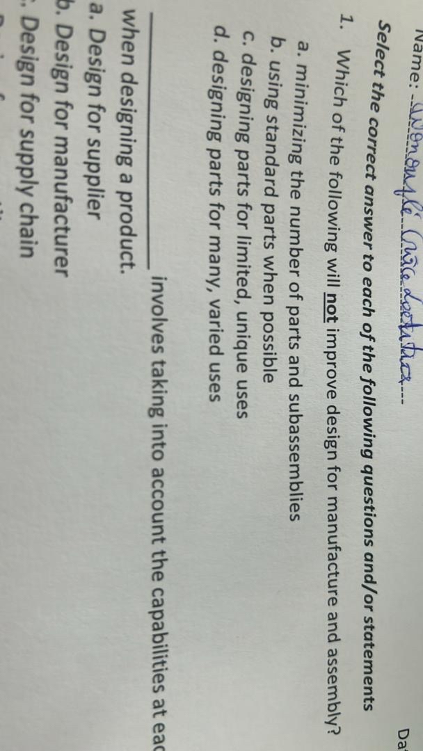 Solved Name: - ﻿Nononflé ﻿Crâs Loctutrar--Select the correct | Chegg.com