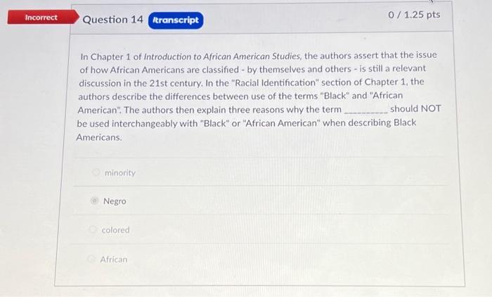 Question 14 transcript In Chapter 1 of Introduction | Chegg.com