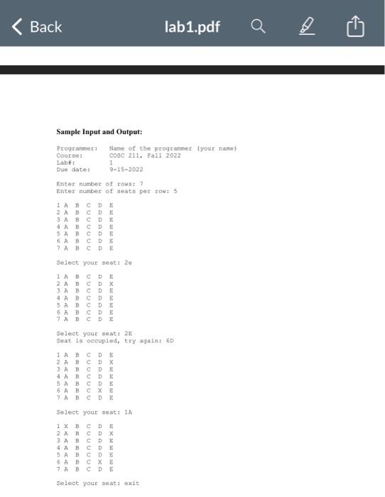 Solved Write A Program 10 Assign Seats To Passengers In An