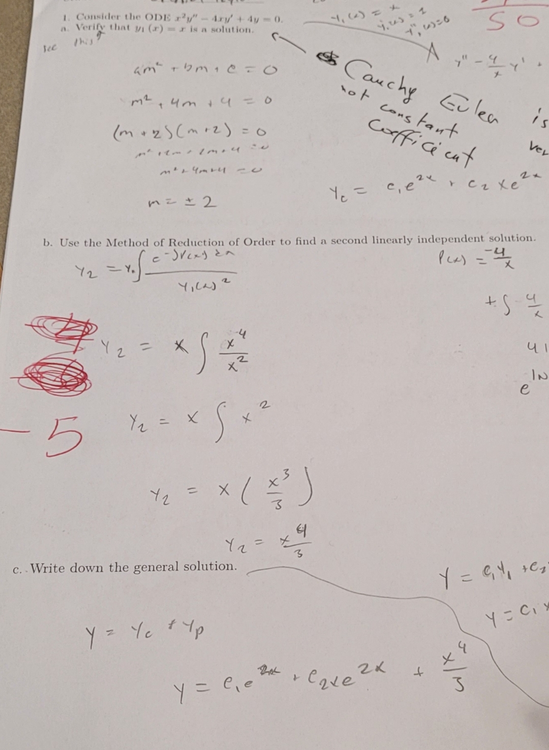 Solved Consider the ODE x2y''-4xy'+4y=0. ﻿sec | Chegg.com