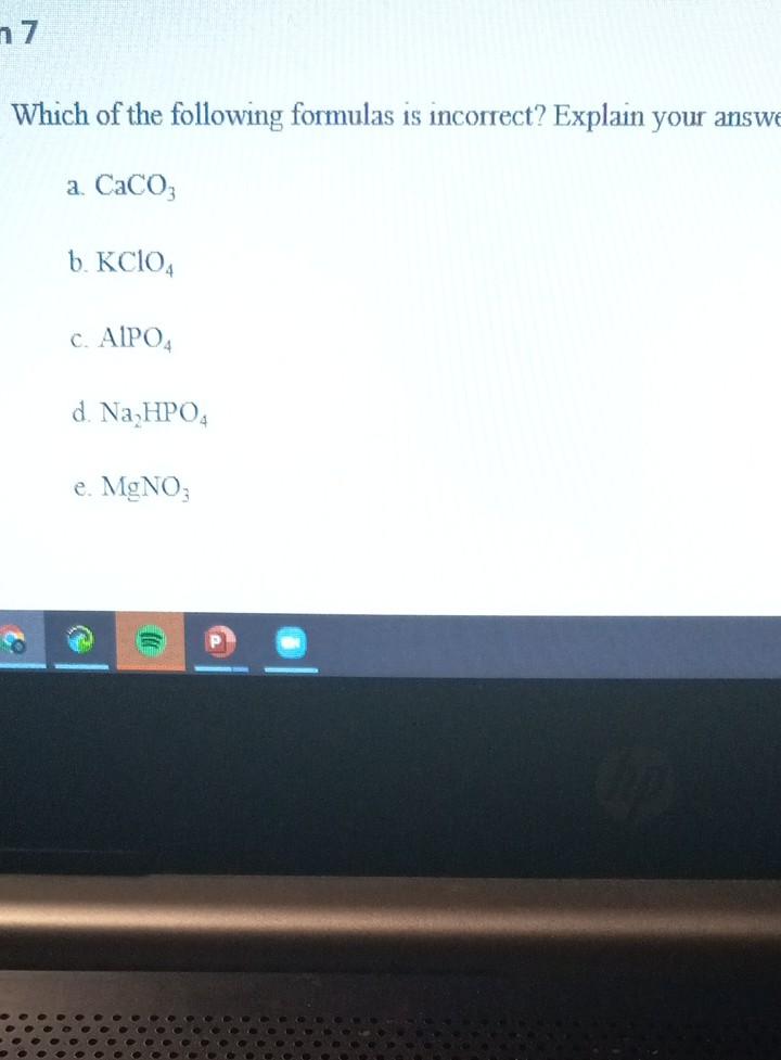 Solved 7 Which of the following formulas is incorrect? | Chegg.com