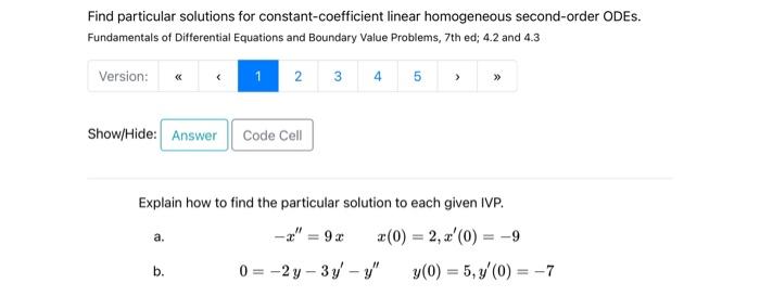 Solved Find particular solutions for constant-coefficient | Chegg.com
