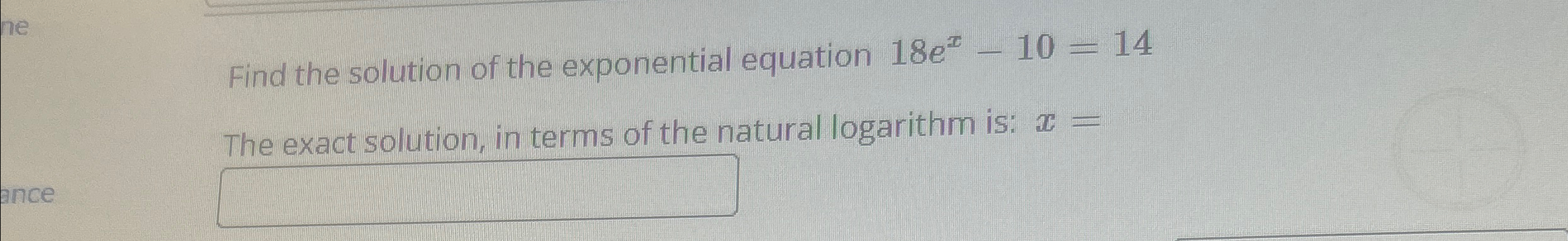 Solved Find the solution of the exponential equation | Chegg.com