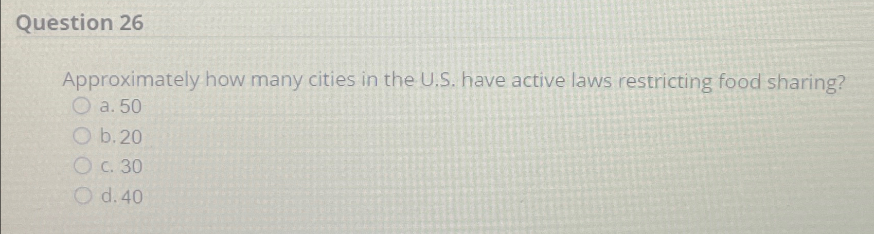 Solved Question 26Approximately how many cities in the U.S. | Chegg.com