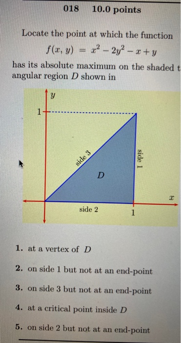 Solved 018 10.0 points Locate the point at which the | Chegg.com