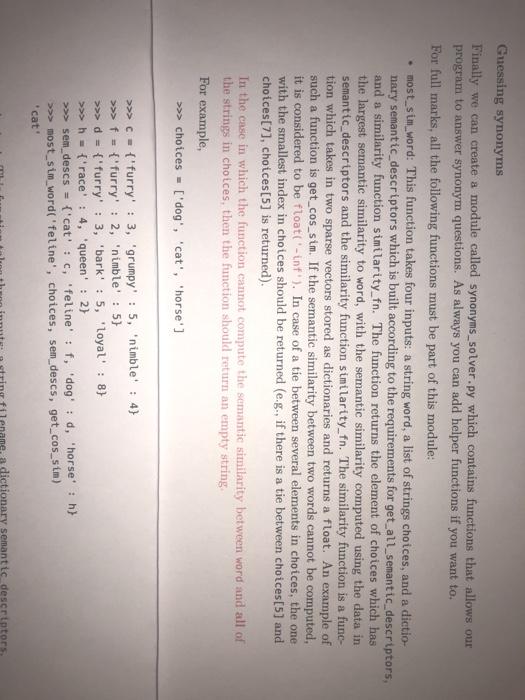 Guessing synonyms Finally we can create a module | Chegg.com