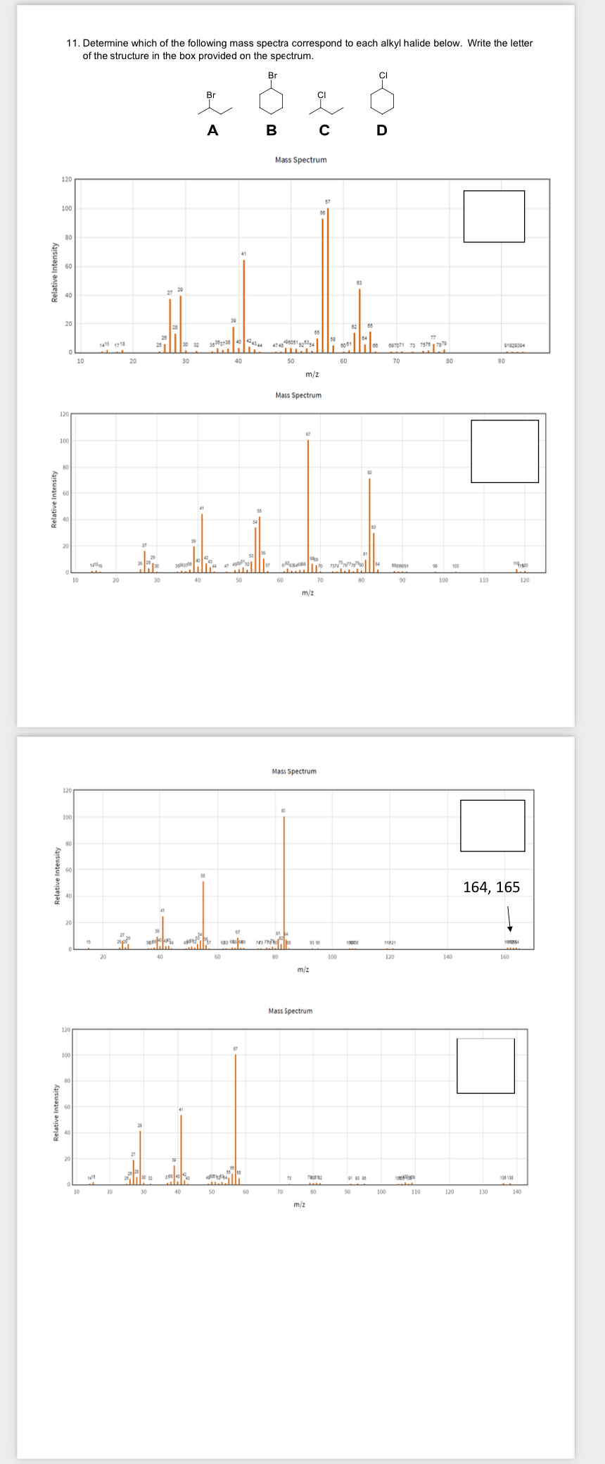 Solved Determine which of the following mass spectra | Chegg.com