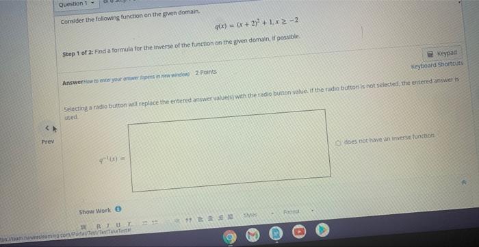 Solved Consider the following function on the given dorrain: | Chegg ...