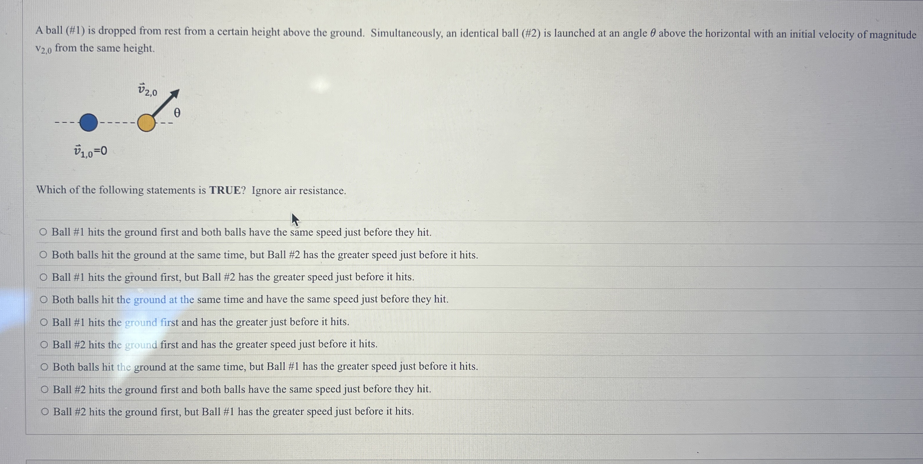 Solved Physics A ball (#1) ﻿is dropped from rest from a | Chegg.com