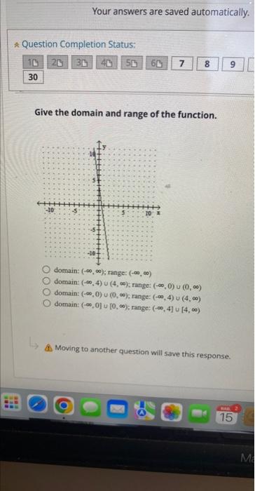 Solved Your answers are saved automatically. Give the domain | Chegg.com