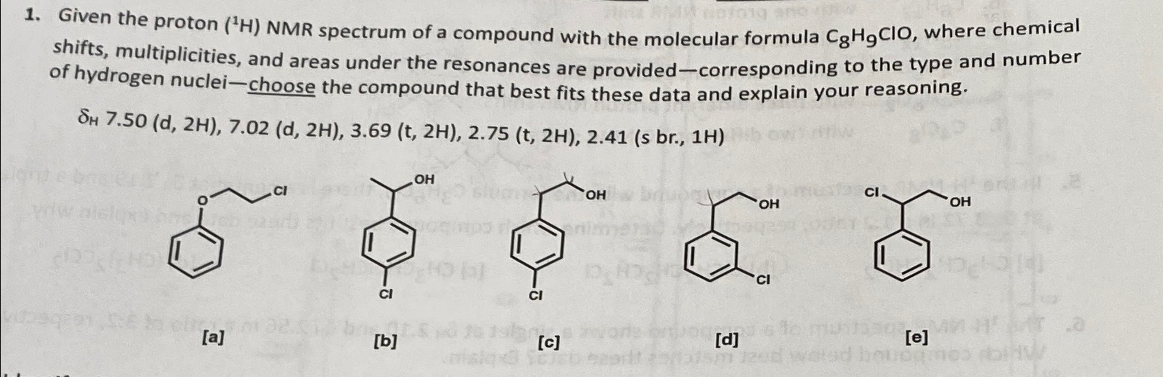 Solved Given the proton (1H) ﻿NMR spectrum of a compound | Chegg.com