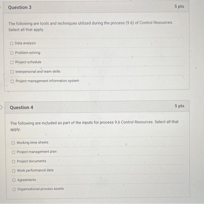 Solved The following are tools and techniques utilized | Chegg.com