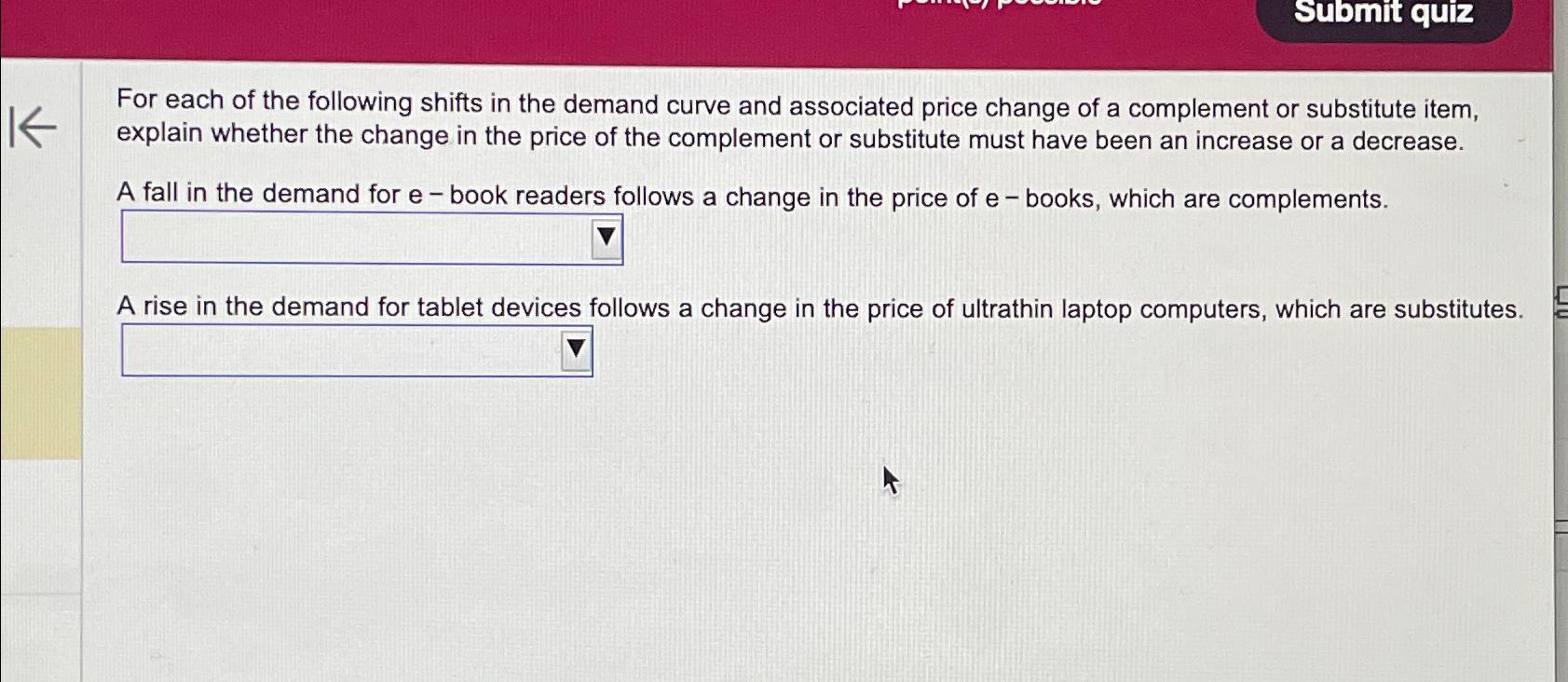 Solved For each of the following shifts in the demand curve | Chegg.com