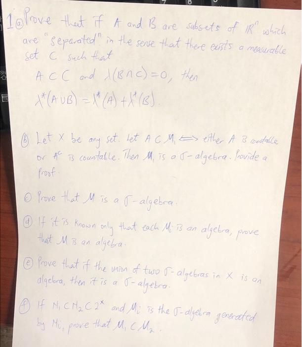 Solved (a) Tove thent if A and B are subsets of Rn which are | Chegg.com