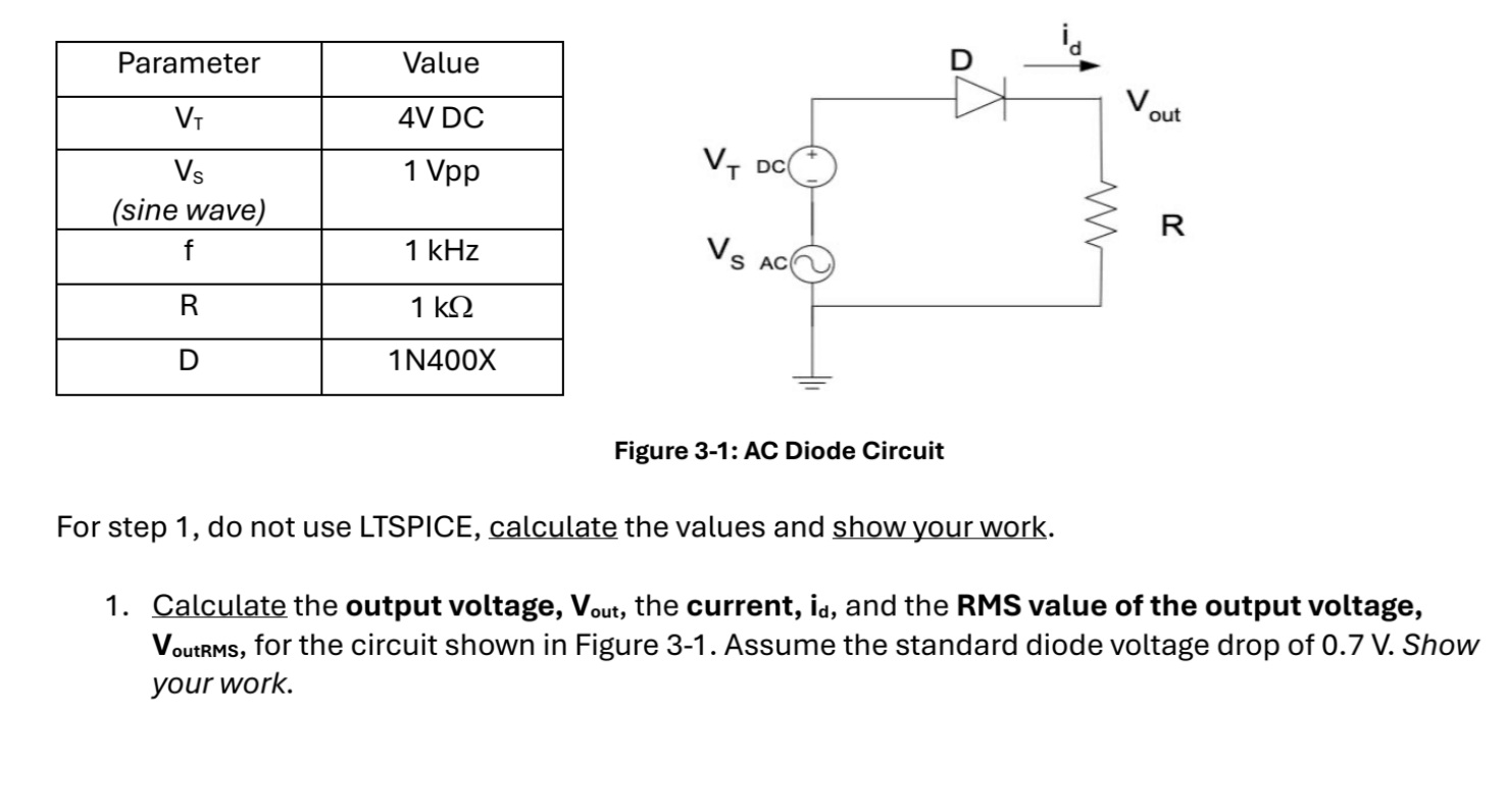 Solved Figure 3-1: AC Diode Circuit For step 1, ﻿do not use | Chegg.com