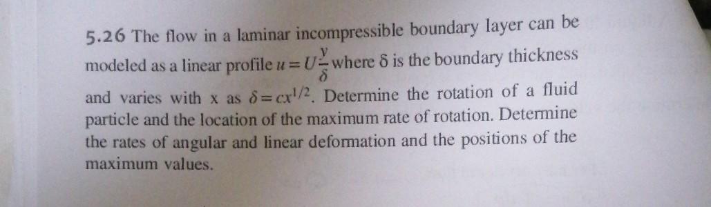 Solved 8 5.26 The flow in a laminar incompressible boundary | Chegg.com