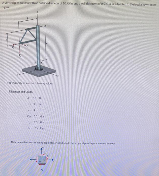 Solved A vertical pipe column with an outside diameter of | Chegg.com