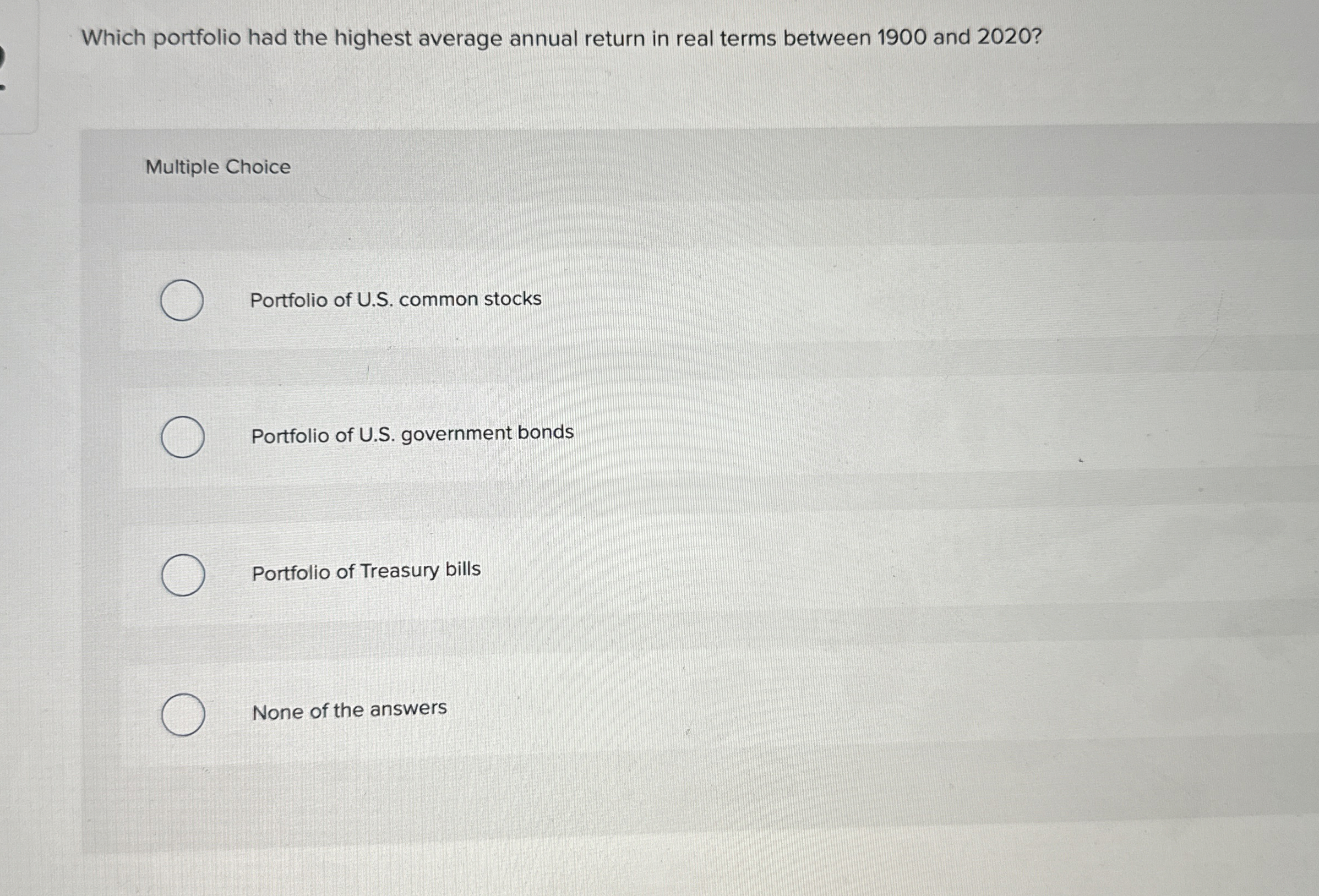 Solved Which portfolio had the highest average annual return | Chegg.com
