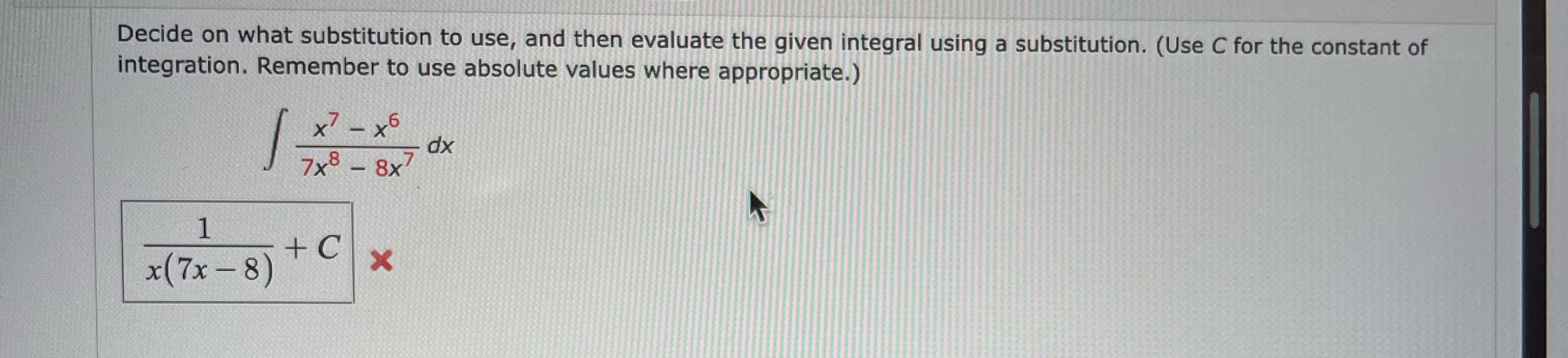 Solved Decide on what substitution to use, and then evaluate | Chegg.com