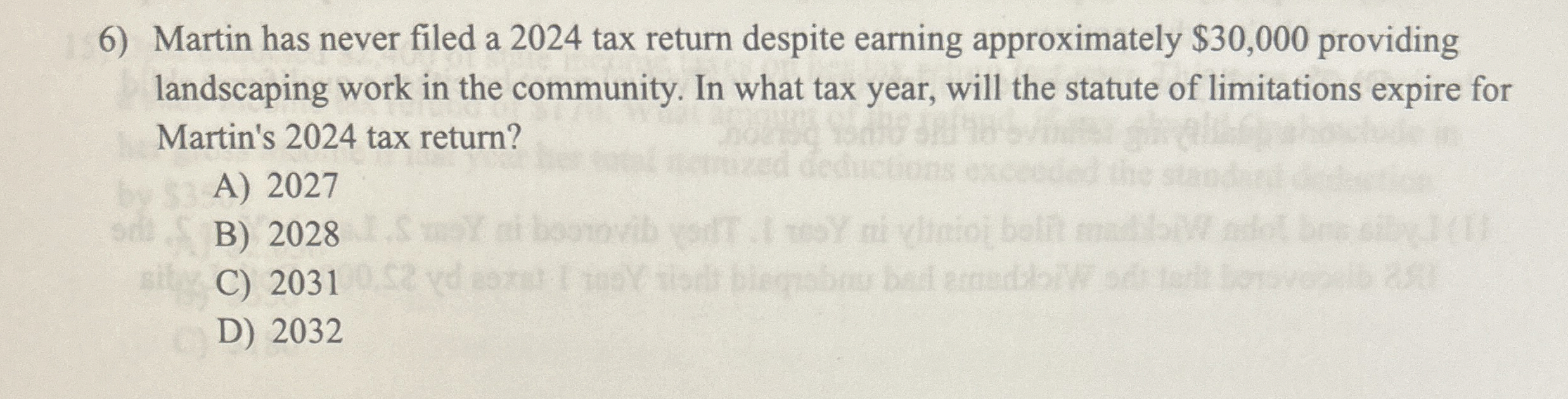 Solved Martin has never filed a 2024 ﻿tax return despite | Chegg.com