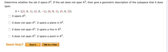 Solved Determine whether the set S spans R. If the set does | Chegg.com