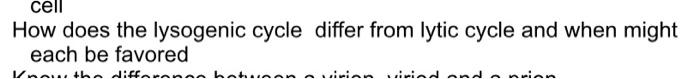 Solved How does the lysogenic cycle differ from lytic cycle | Chegg.com
