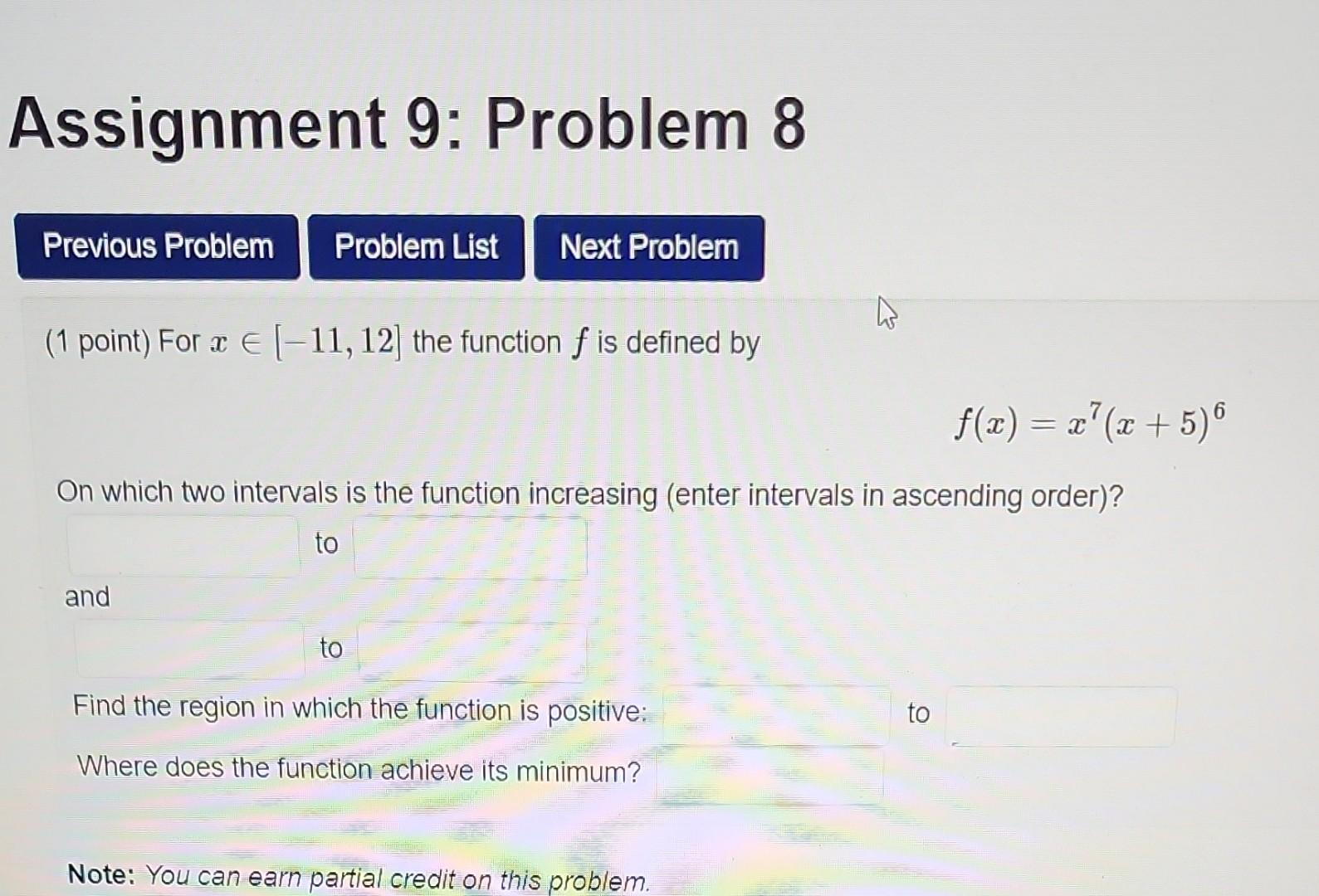 Solved Assignment 9 Problem 8 1 Point For X∈ −1112 The 