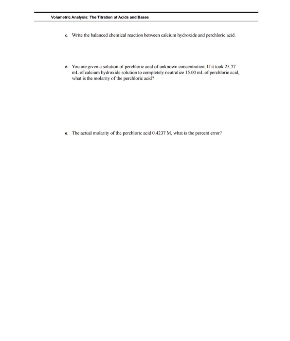 Solved Prelaboratory Exercise Wook 2: Volumetric Analysis | Chegg.com Solved Prelaboratory Exercise Wook 2: Volumetric Analysis | Chegg.com