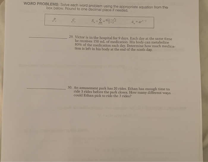 Solved WORD PROBLEMS: Solve each word problem using the | Chegg.com