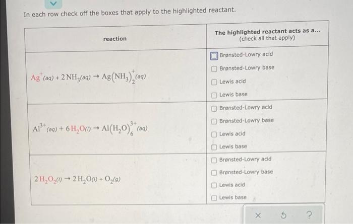 Solved In each row check off the boxes that apply to the | Chegg.com