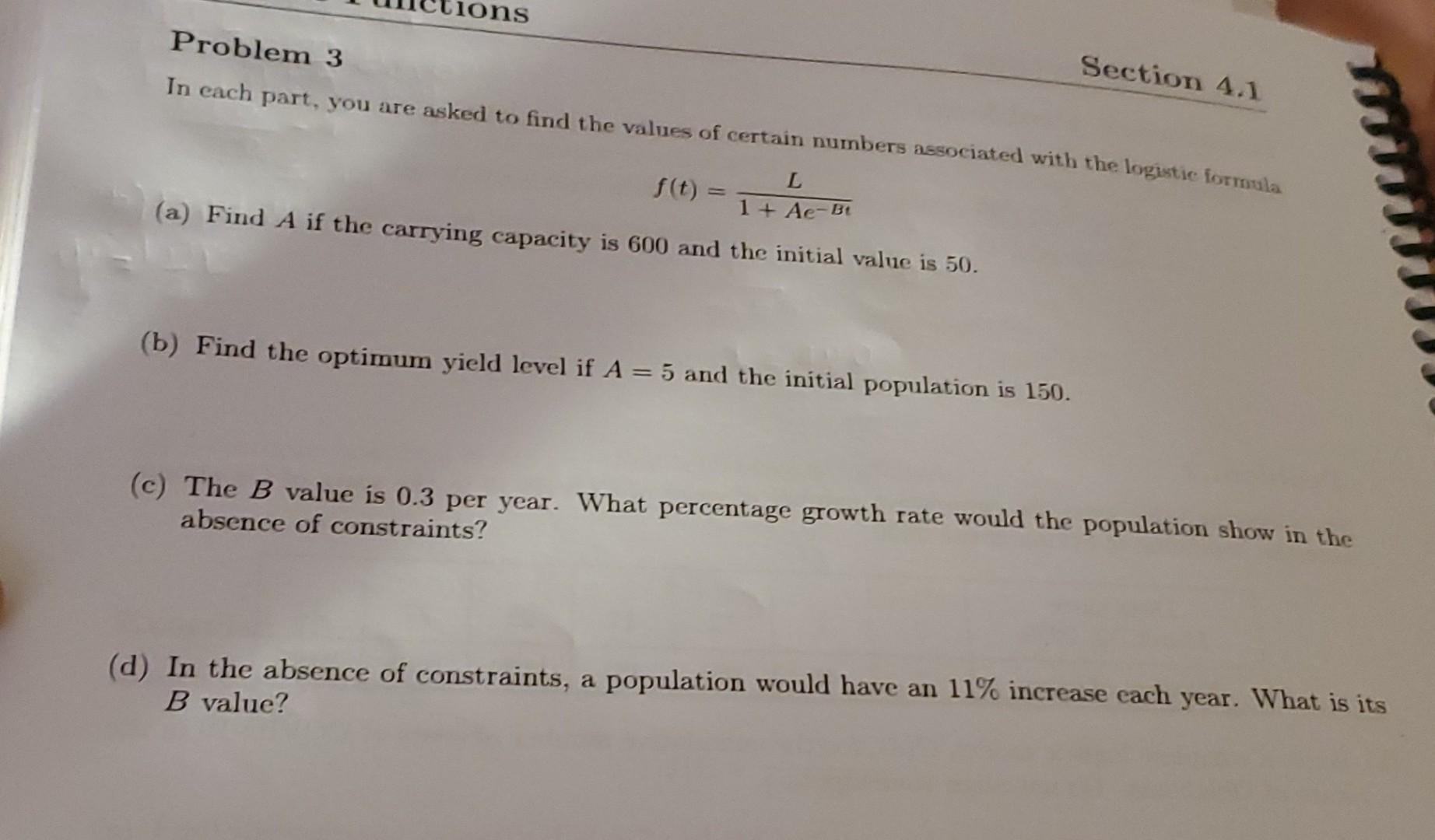 Solved Section 4.1 In each part, you are asked to find the | Chegg.com