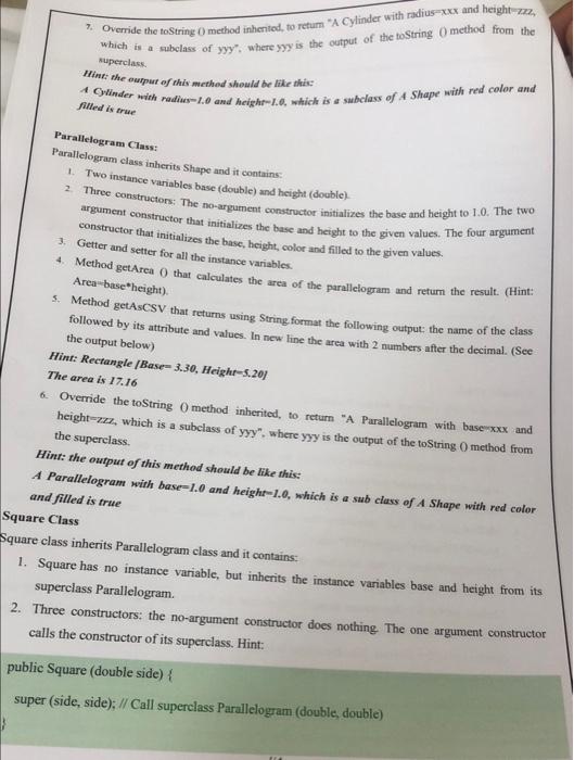 Solved Marks: 10 Duration: 2 hours Exercise Shape Class: 1. | Chegg.com