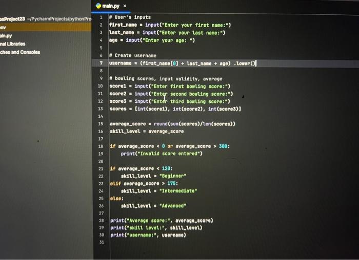Solved I need to refactor my bowling scores program | Chegg.com
