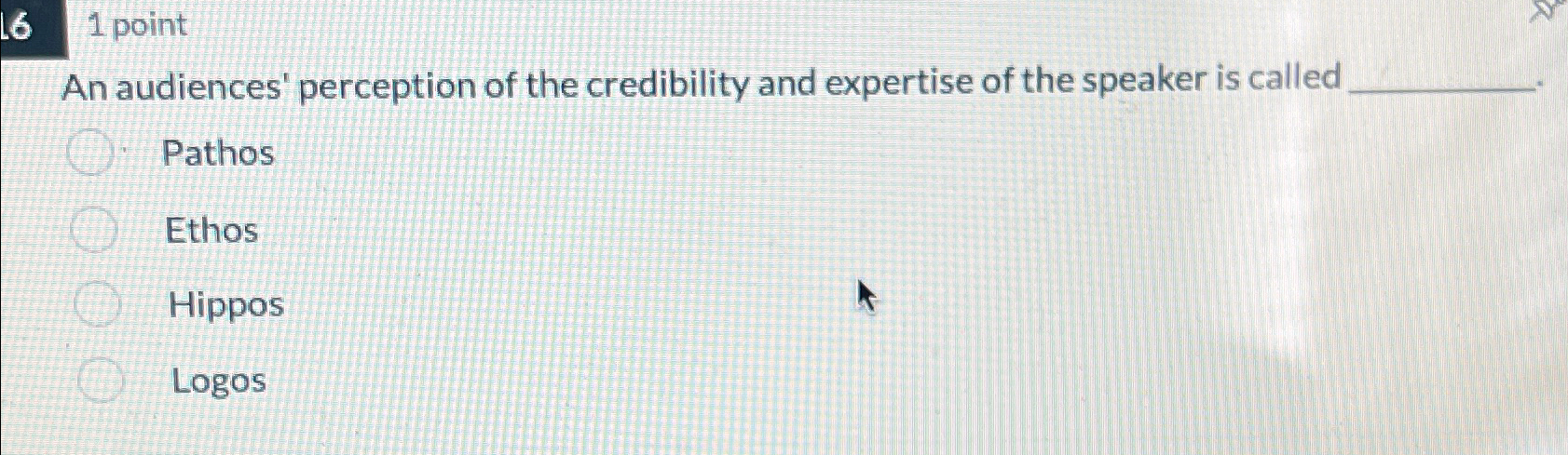 Solved 1 ﻿pointAn audiences' perception of the credibility | Chegg.com