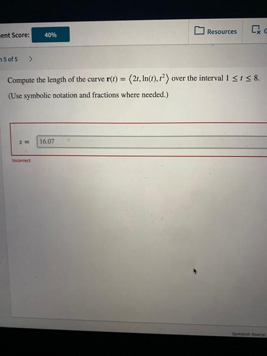 Solved Compute the length of the curve r(t)= 2t,ln(t),t2 | Chegg.com