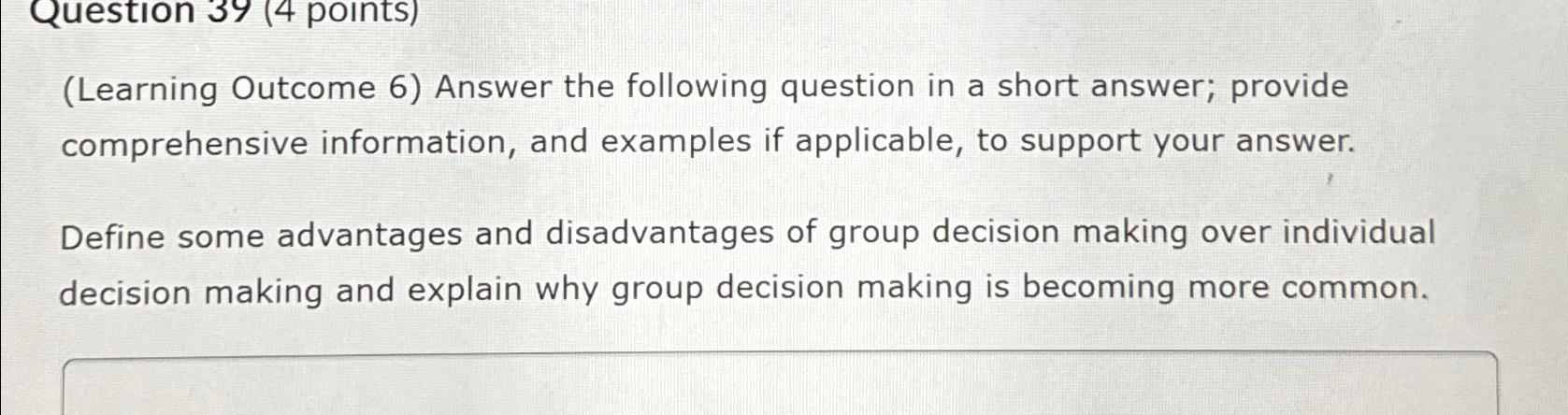 Solved (Learning Outcome 6) ﻿Answer the following question | Chegg.com