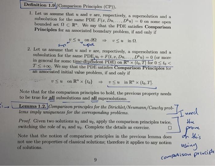 Solved sup Definition 1.9 (Comparison Principles (CP)). 1. | Chegg.com