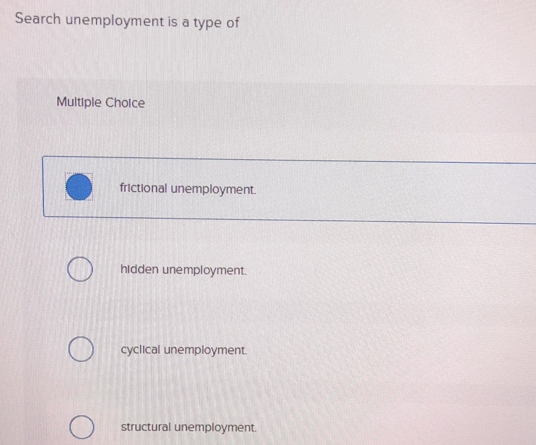 Solved Search unemployment is a type ofMultiple | Chegg.com