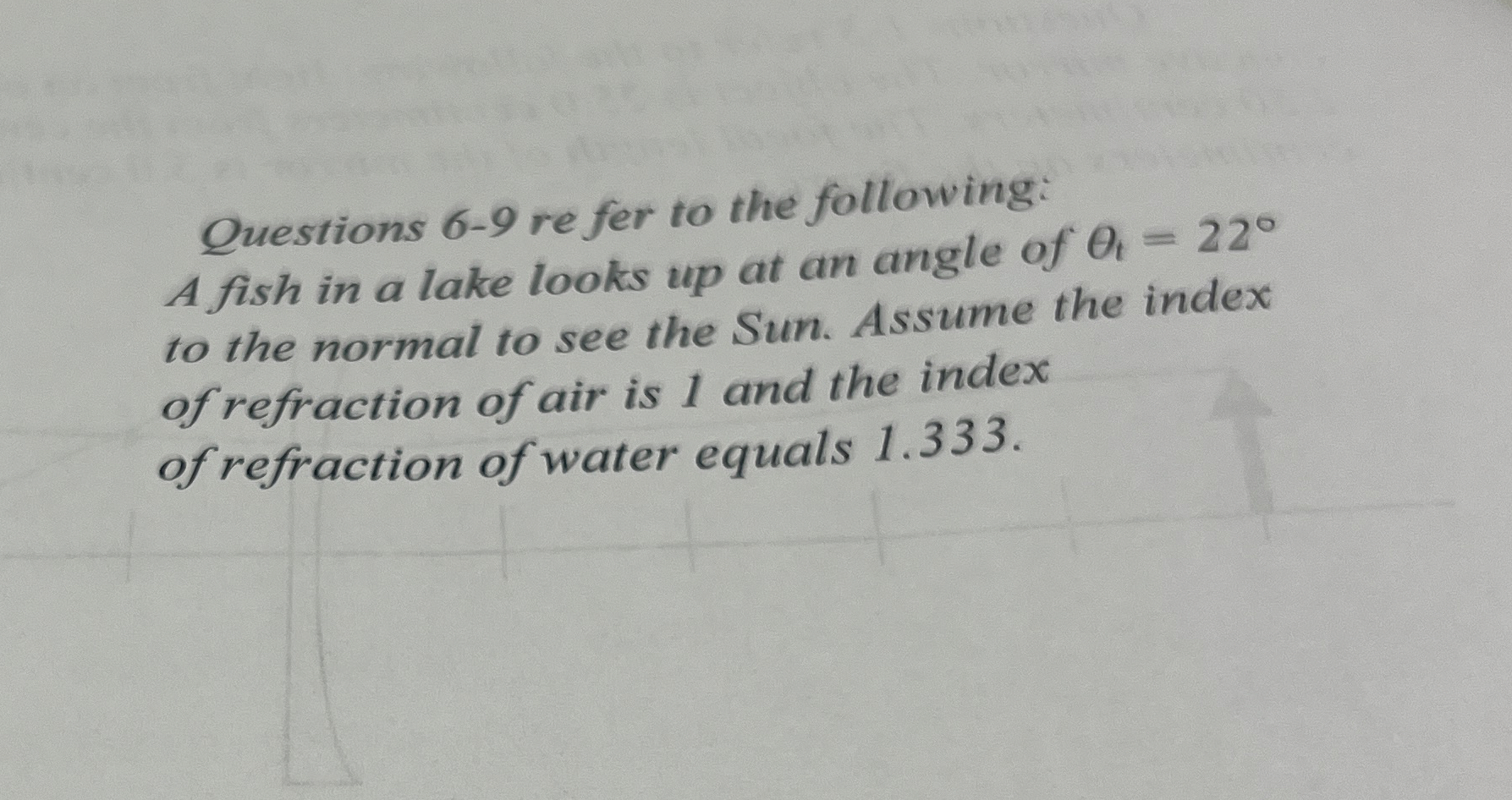 Solved Questions 6-9 ﻿re fer to the following: A fish in a | Chegg.com