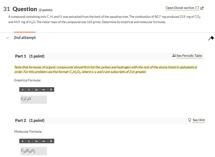 Solved by an EXPERT 31 ﻿Question (2points)A compound containing only C,H, | Chegg.com
