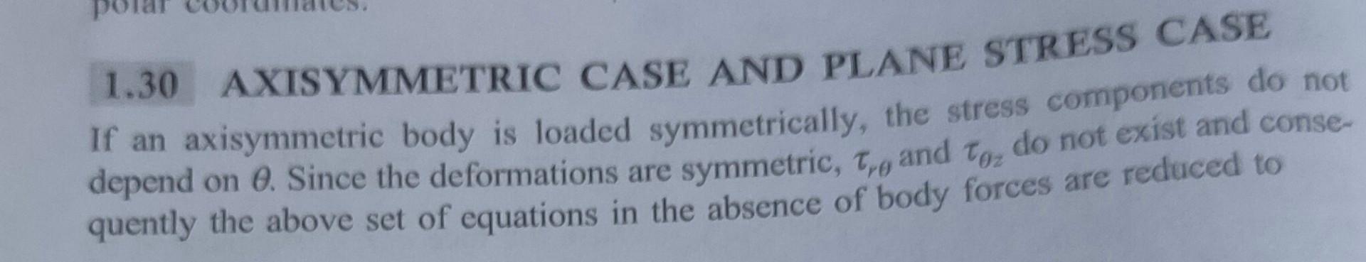 Solved 1.30 AXISYMMETRIC CASE AND PLANE STRESS CASE If an | Chegg.com