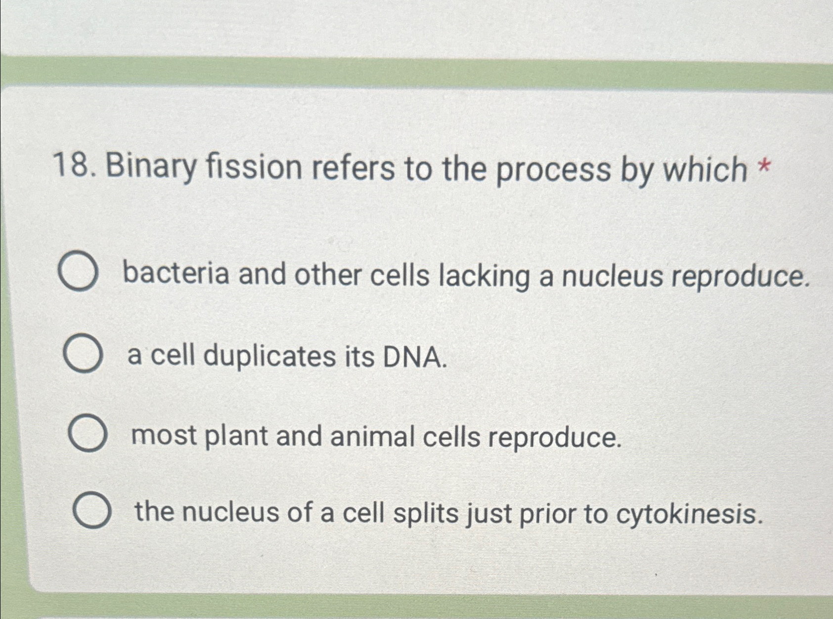 Solved Binary fission refers to the process by which | Chegg.com
