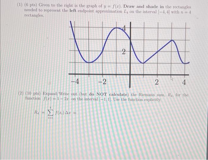 Solved (1) ( 6pts) Given to the right is the graph of | Chegg.com
