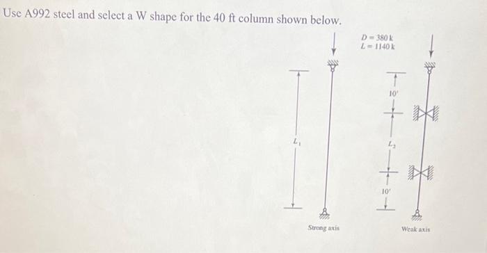 Solved Use A992 steel and select a W shape for the 40ft | Chegg.com