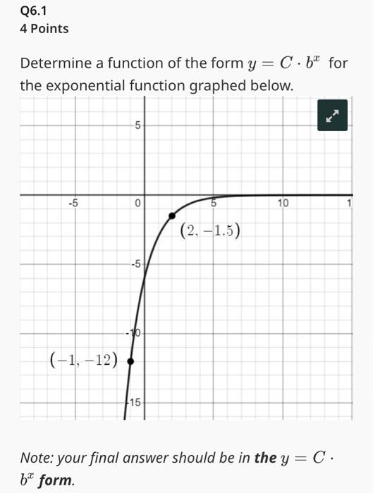 Solved Q6.1 4 Points Determine a function of the form y=C⋅bx | Chegg.com