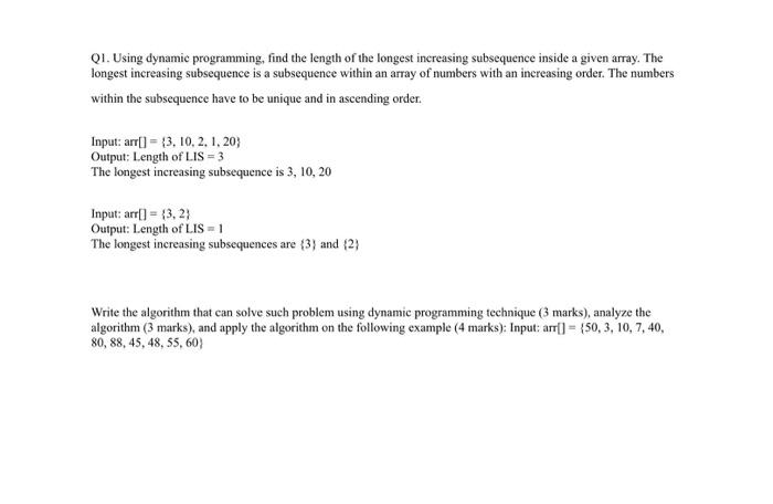 Solved Q1. Using dynamic programming, find the length of the | Chegg.com