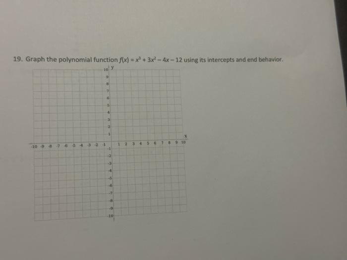 Solved 19. Graph the polynomial function f(x)=x3+3x2−4x−12 | Chegg.com